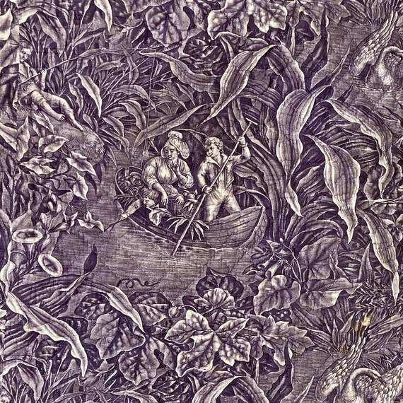 Fishing Toile De Alsace 1815 Antique French Quilted Textile | Etsy