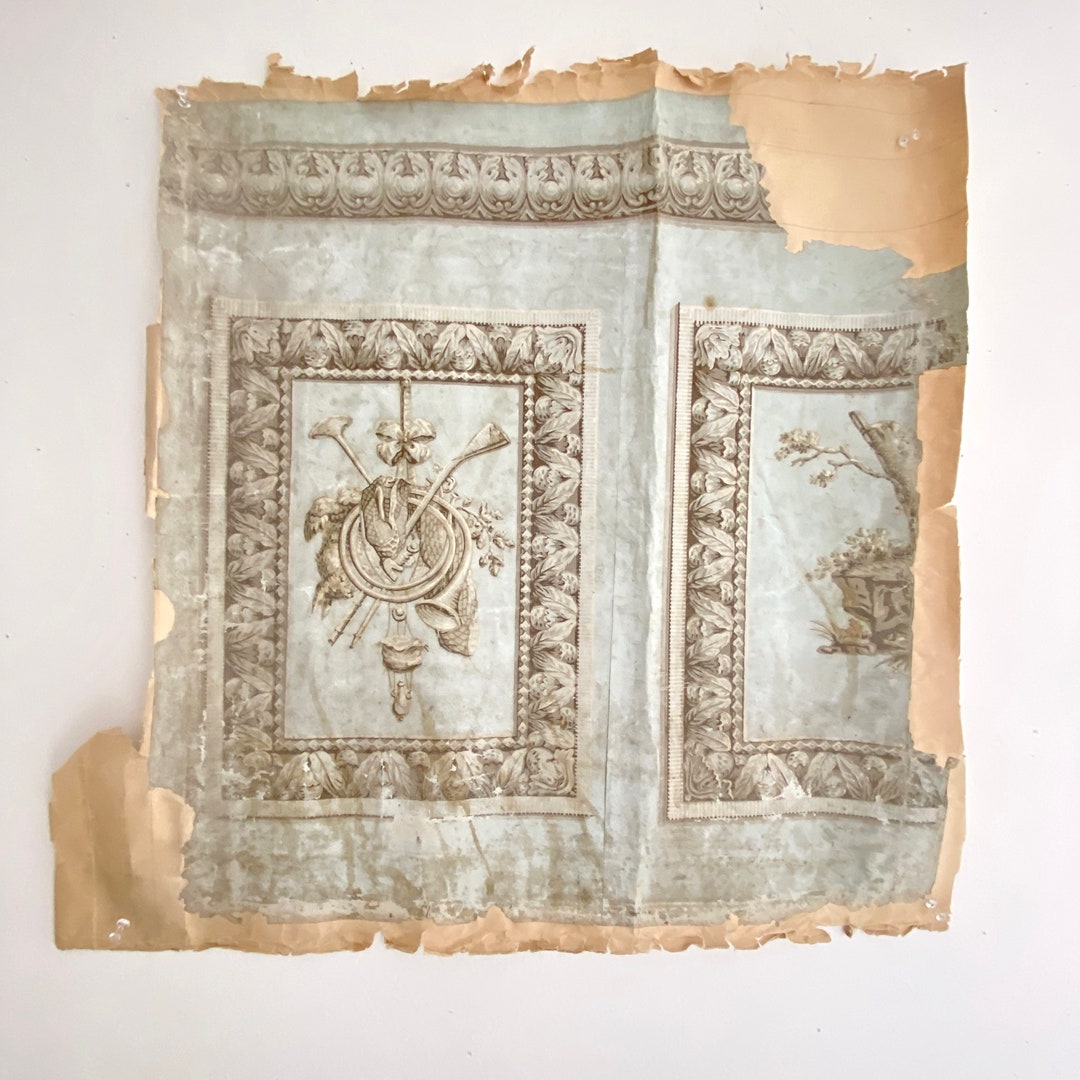 18th Century Wallpaper CELADON French Reveillon ? Antique Paper France ...