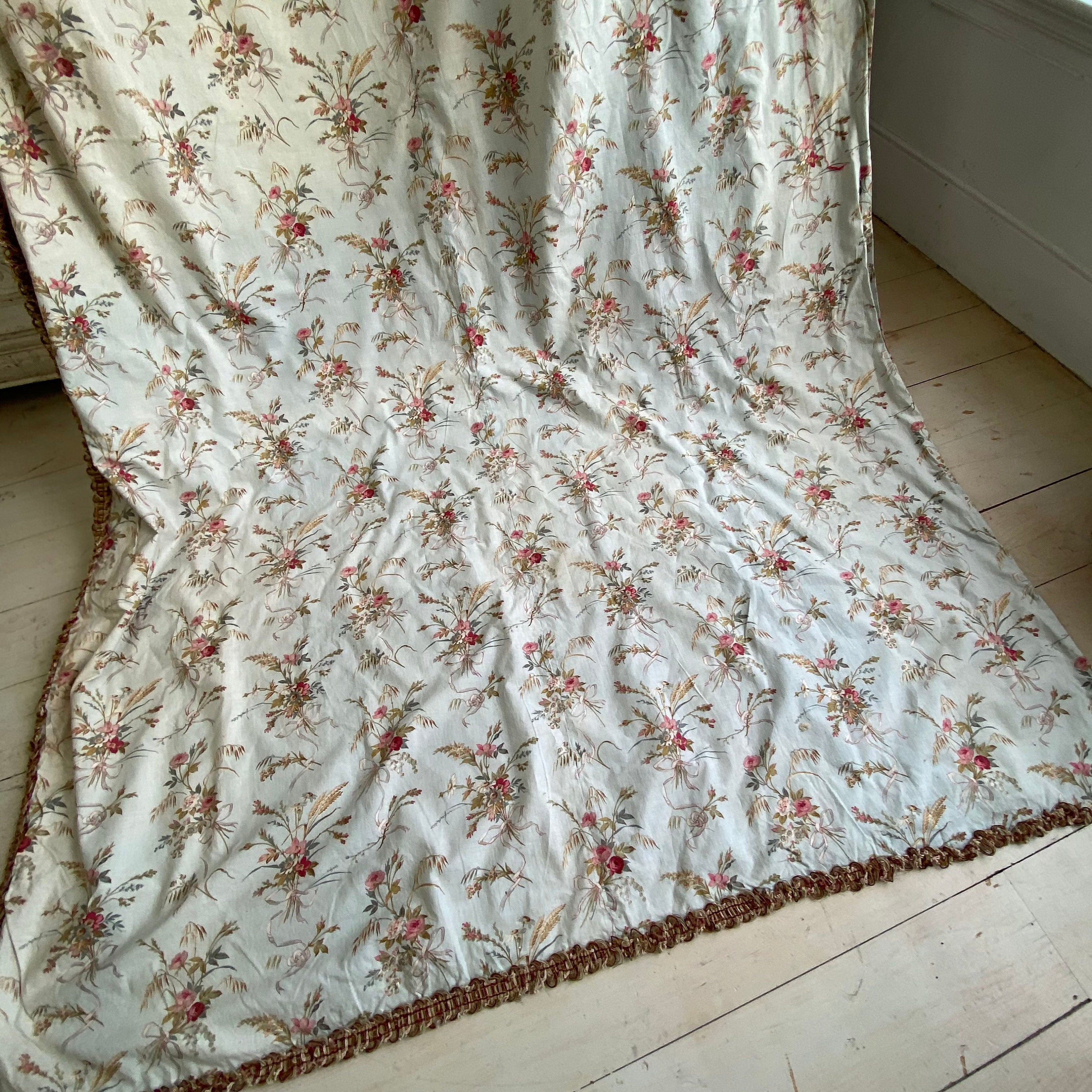 STUNNING Pale Blue Antique French Curtain Drape Bed Hanging | Etsy