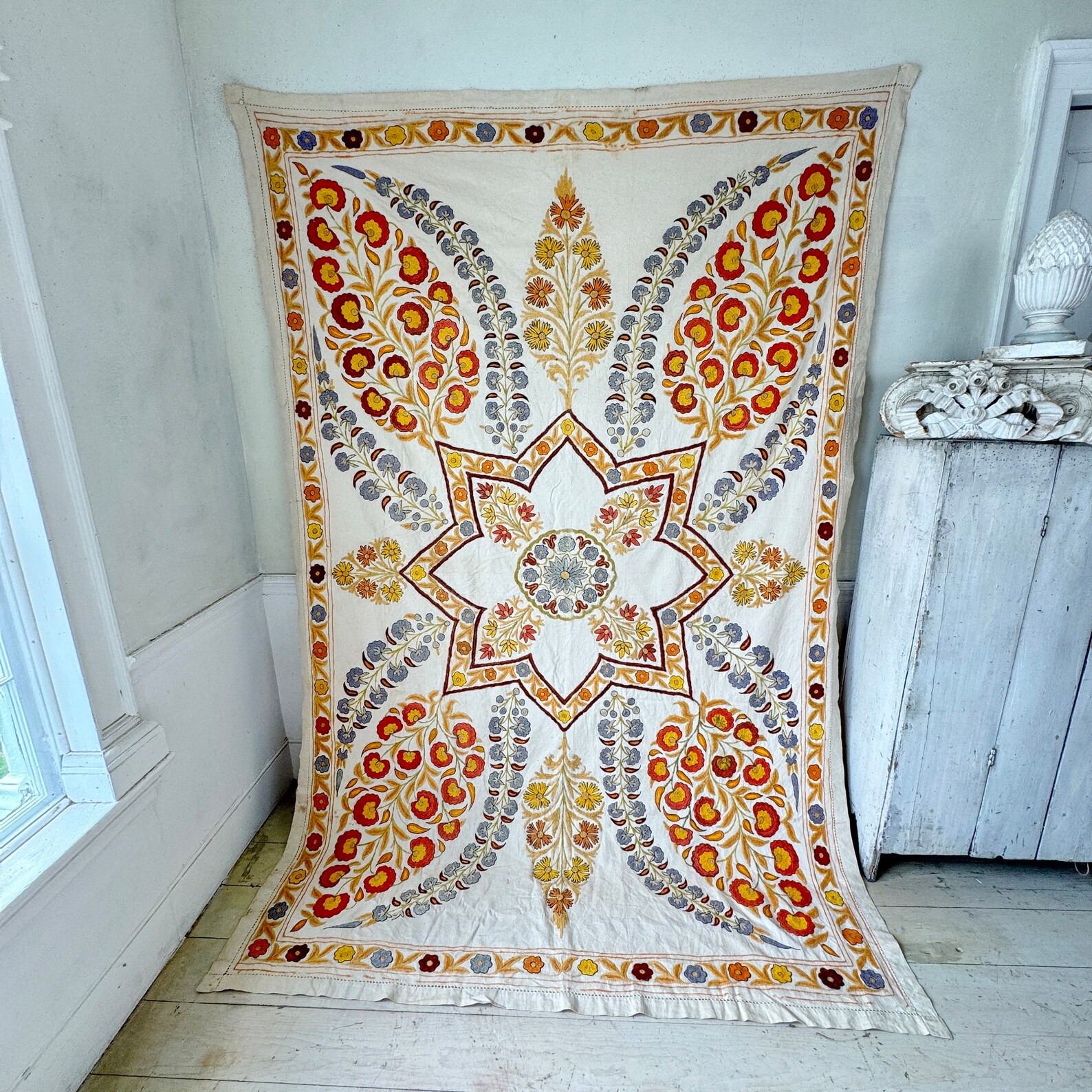 102x67 Crewelwork Curtain Tablecloth Bedcover Tapestry Wall Hanging ...