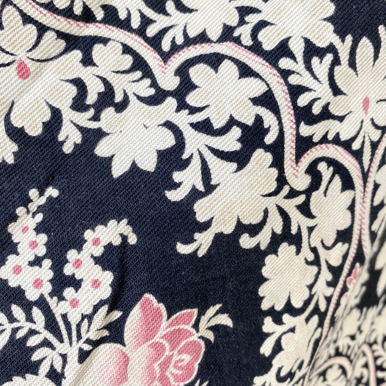 Bed Cover Bedspread 1890 Antique French Cretonne Panel Black Pink ...
