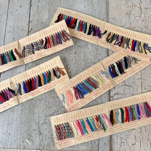 5 French Yarn Samples 1950's Advertising France Wool Colorful Pieces ...