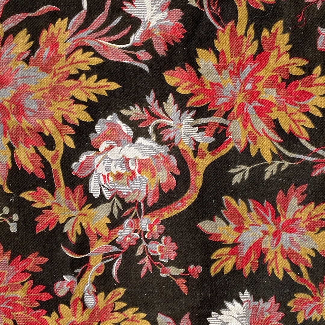 French Antique Fabric 1880 Heavyweight Floral Twill 1880 Pattern ...