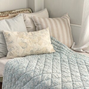 60X68 BEAUTIFUL Pale Blue Antique French Quilt Boutis Old Textile ...
