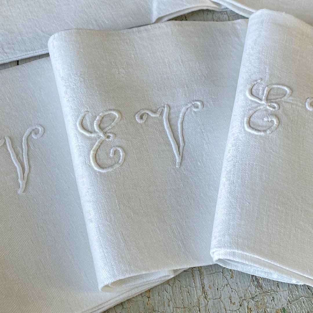 EV Mono 1 Single ( Multiples Available ) Antique 31 X 24 Linen Napkin ...