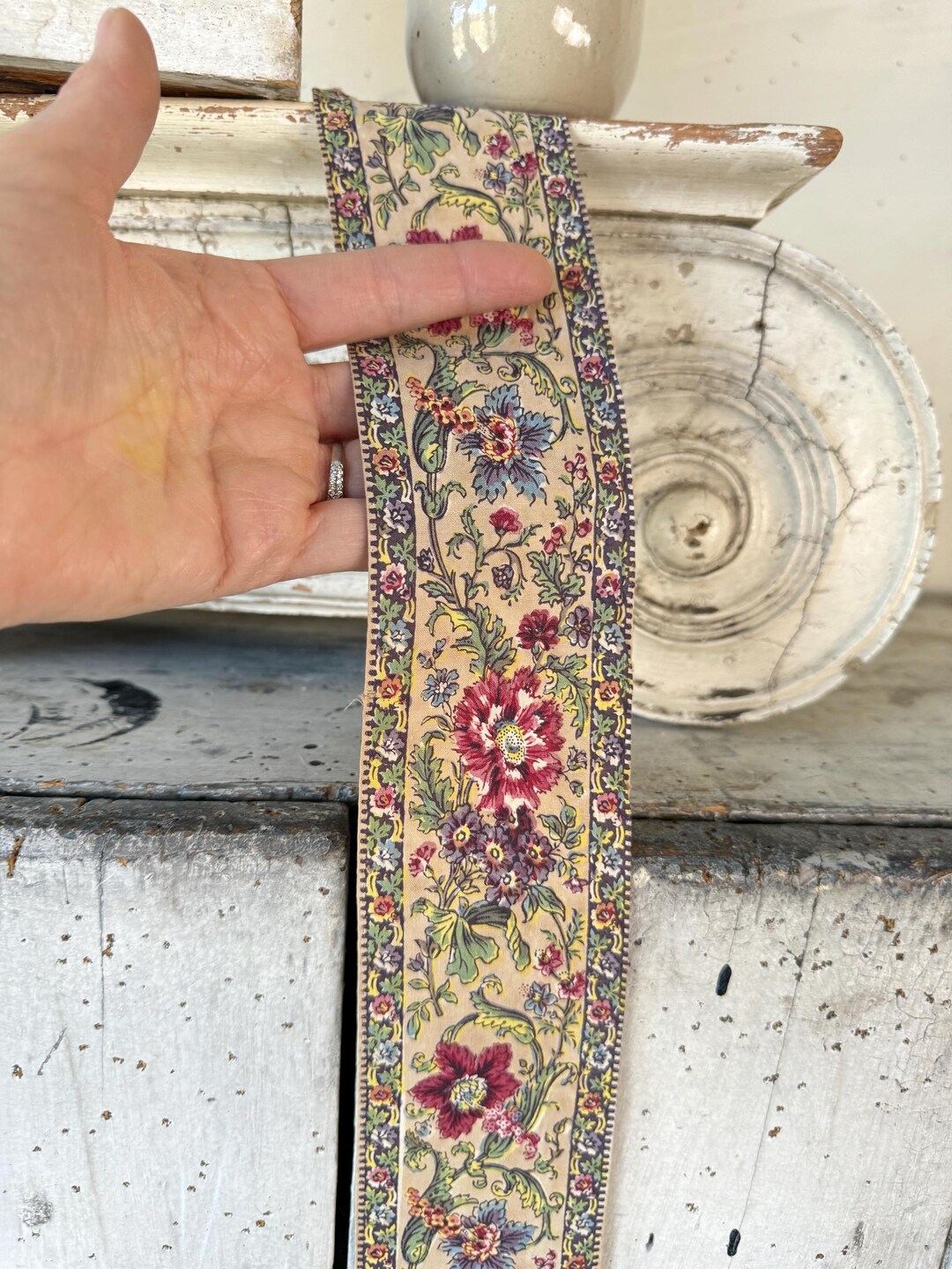 French 1840 Fabric Border Handmade Hand Block Printed Border Thierry ...