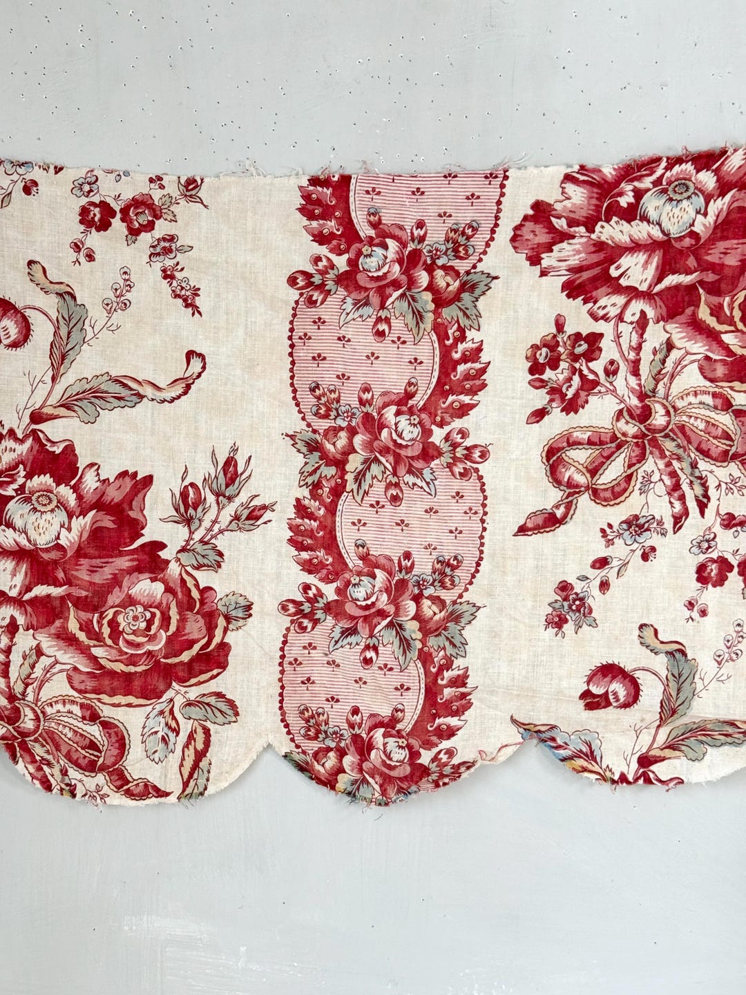 30x20 18th Century French Hand Block Printed Linen Cotton Blend ...