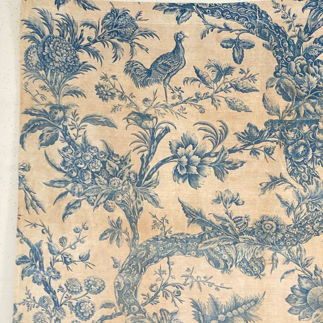 1775 Antique Bromley Hall English Toile Fabric Bed Hanging 18th Century ...
