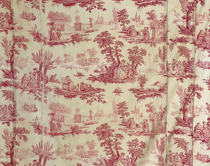 Antique English Toile " Old Ford Pastoral "peacock and Ruins Historic ...
