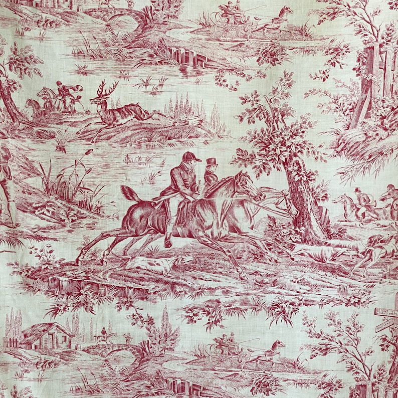 Toile De Jouy Chasse En Foret De Bretonne Hunting in the - Etsy