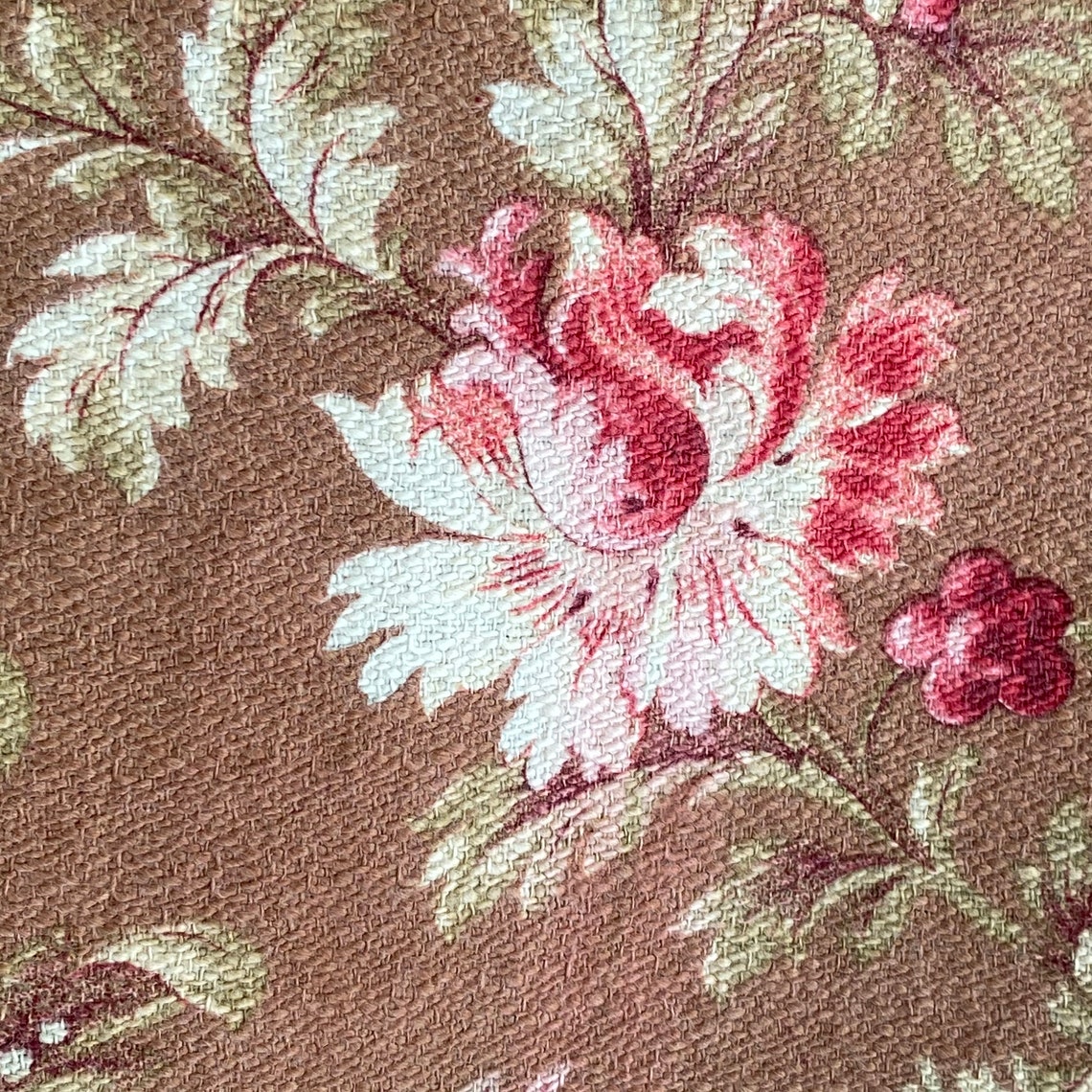 Brown Rococo French Fabric Material C 1900 Printed Cotton | Etsy