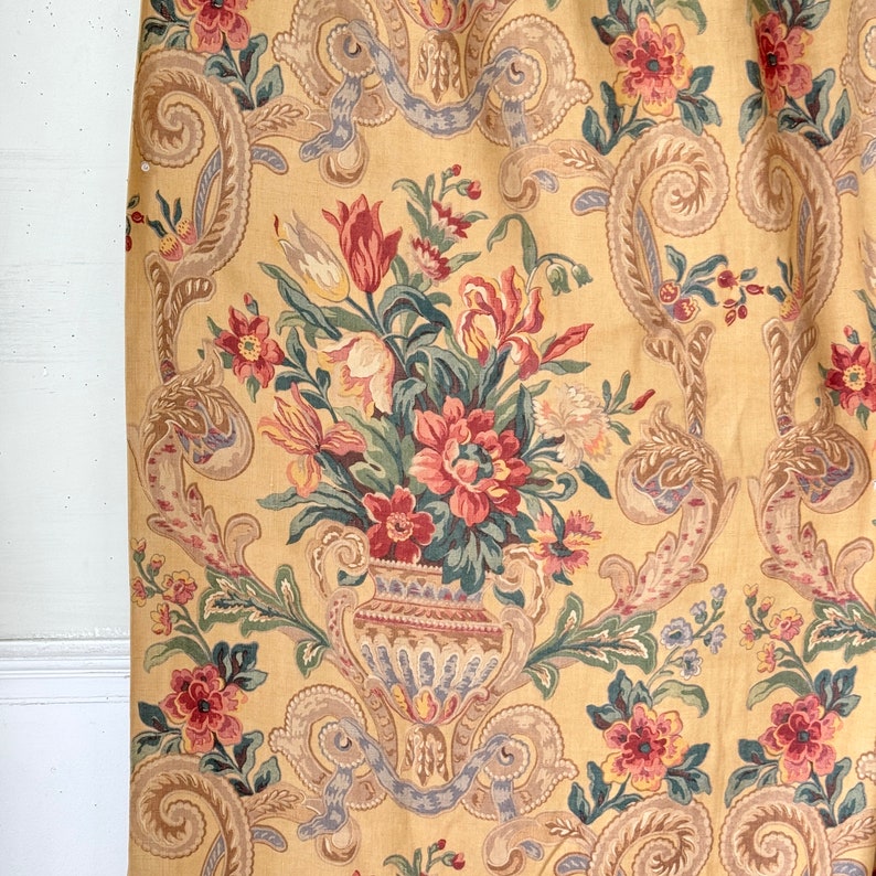 80x48 PER ONE (5 Available) Muted Tones Curtains Printed Linen Natural ...