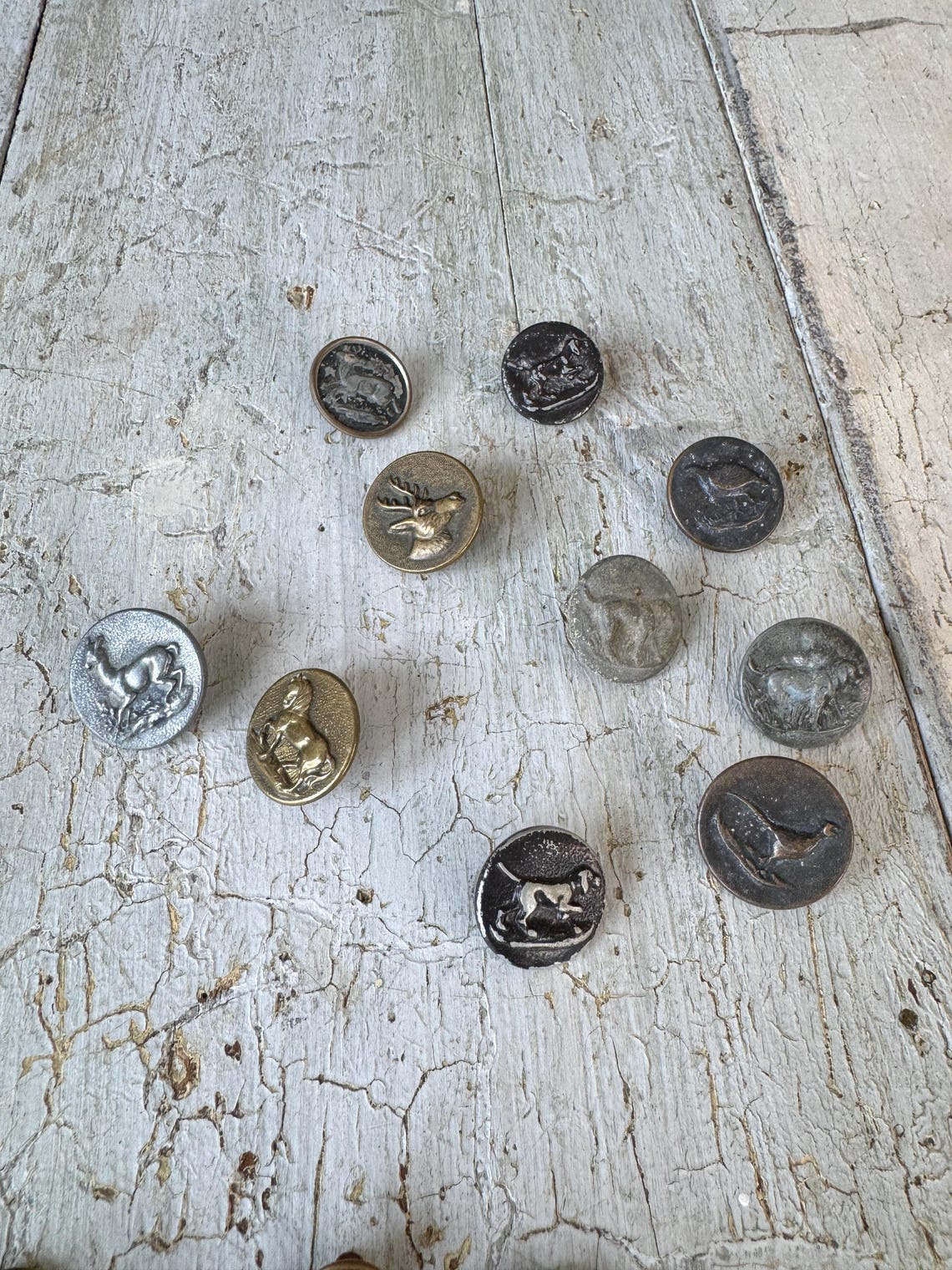 10 Antique French Hunting Coat Buttons Animals Animal Shank Back Design ...