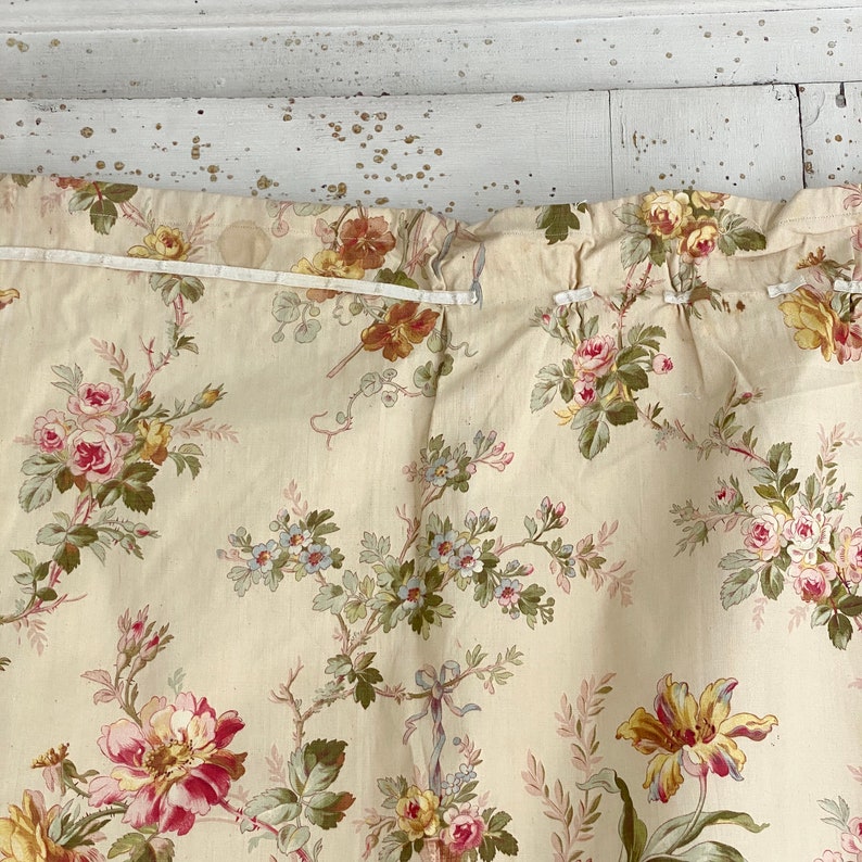 Botanical Antique Fabric From France Floral Basket Design - Etsy
