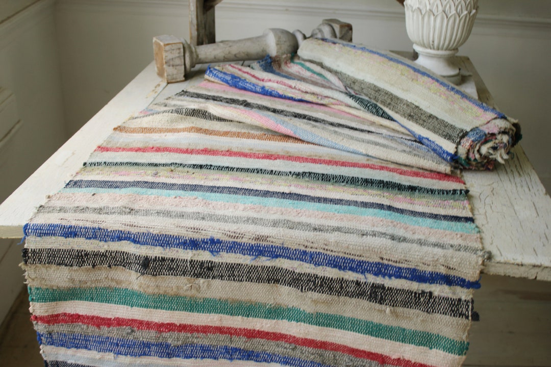 European Rag Rug Hand Woven Vintage Colorful Runner Carpet 4.3 Yards ...