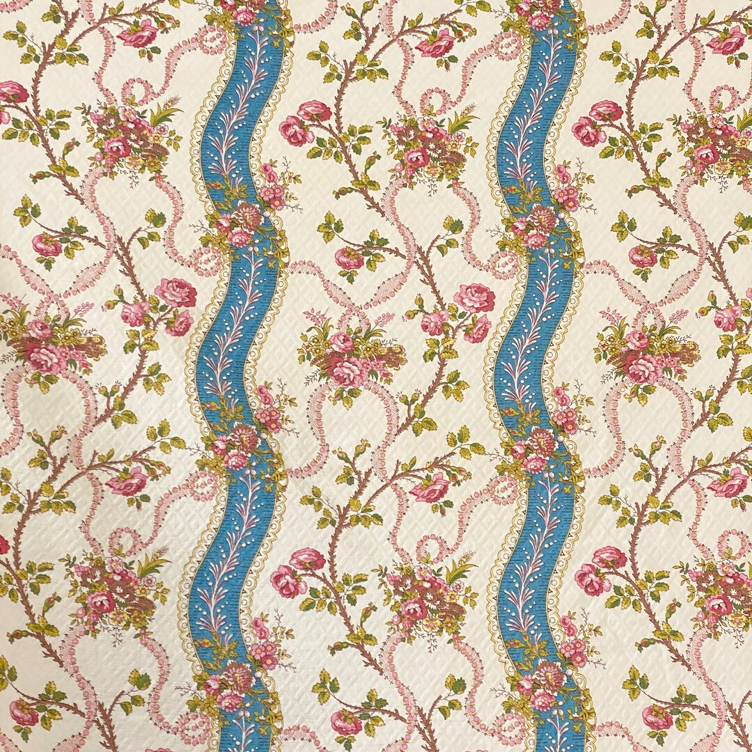Louis XVI Pattern Vintage Bedcover Floral Heavyweight French Blue ...