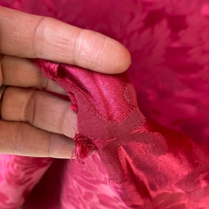 Antique French DIVINE Red Raspberry Pink Silk Damask Elegant Fabric ...