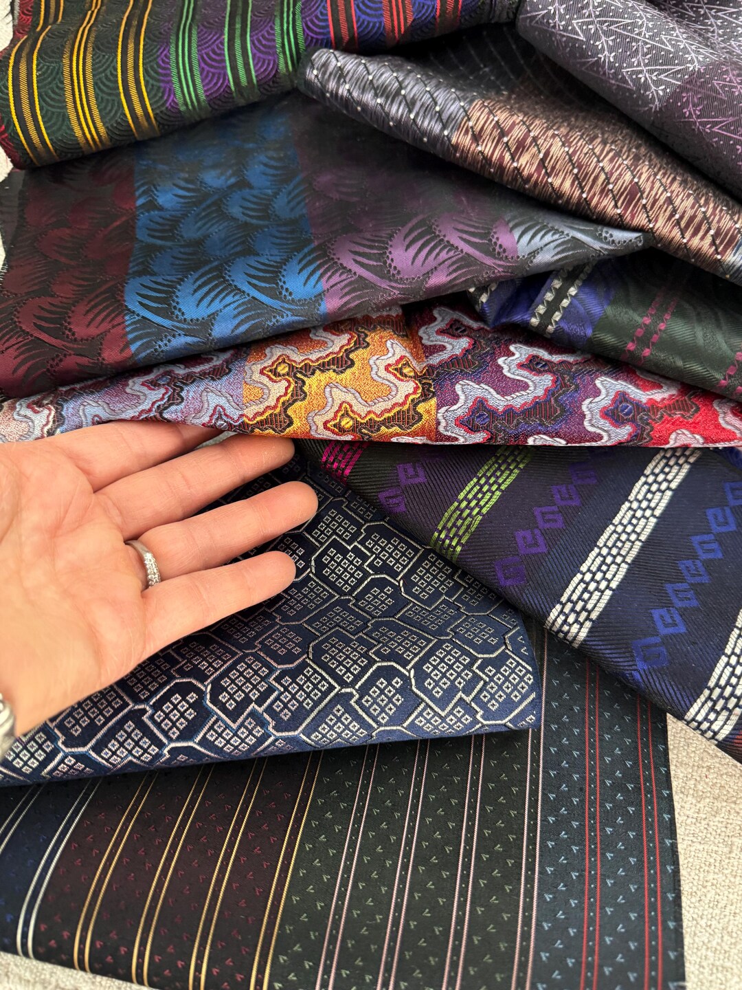 9 1880 Soie Silk De Lyon Fabric Samples Swatches Small Scale Patterns ...