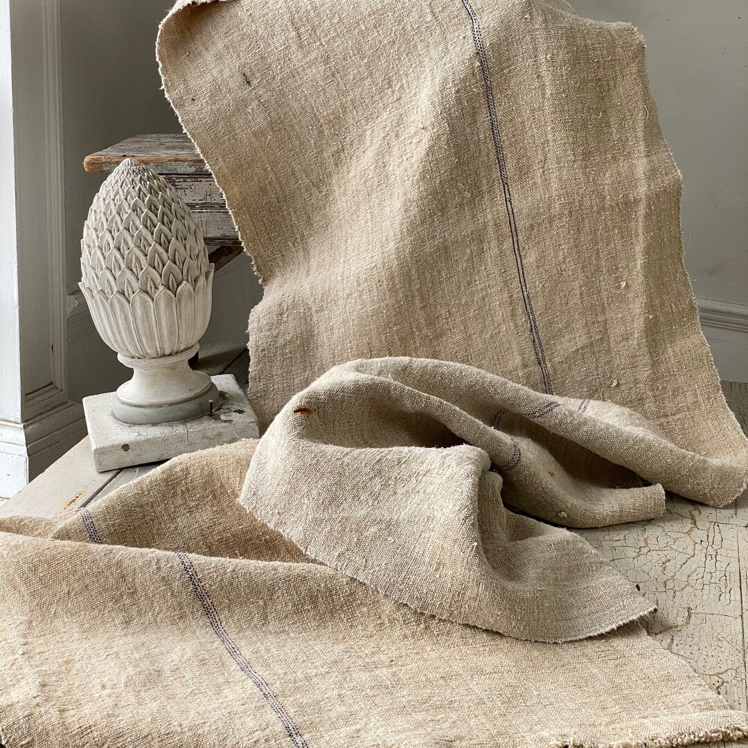 Nubby Fabric Hand Woven Homespun Hemp Grainsack Linen Organic Natural ...