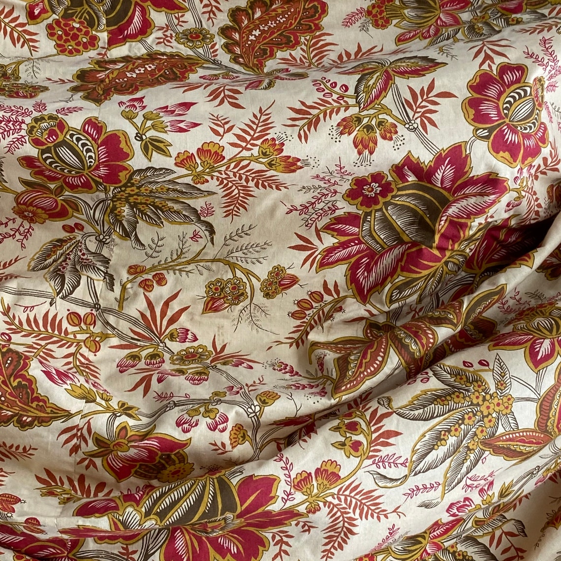 Vintage French Festoon Indienne Cotton Textile | Etsy