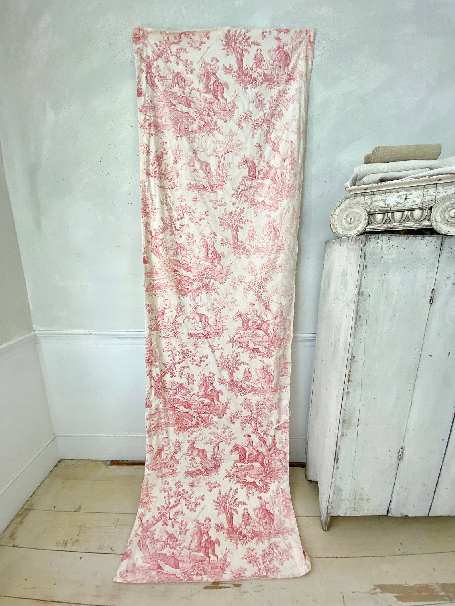 Antique French Hunting Toile Fabric Pink Material Horse - Etsy
