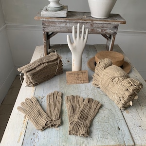 Vintage French Work Gloves Made for Gardening Handmade Knitted Cotton ...