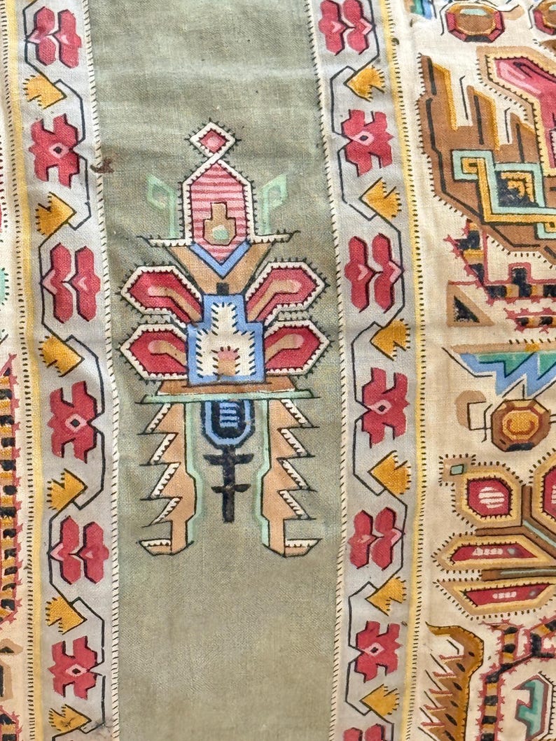 61x43 Antique French Boutis Quilt 1880 Hand Stitched Kilim Pattern ...