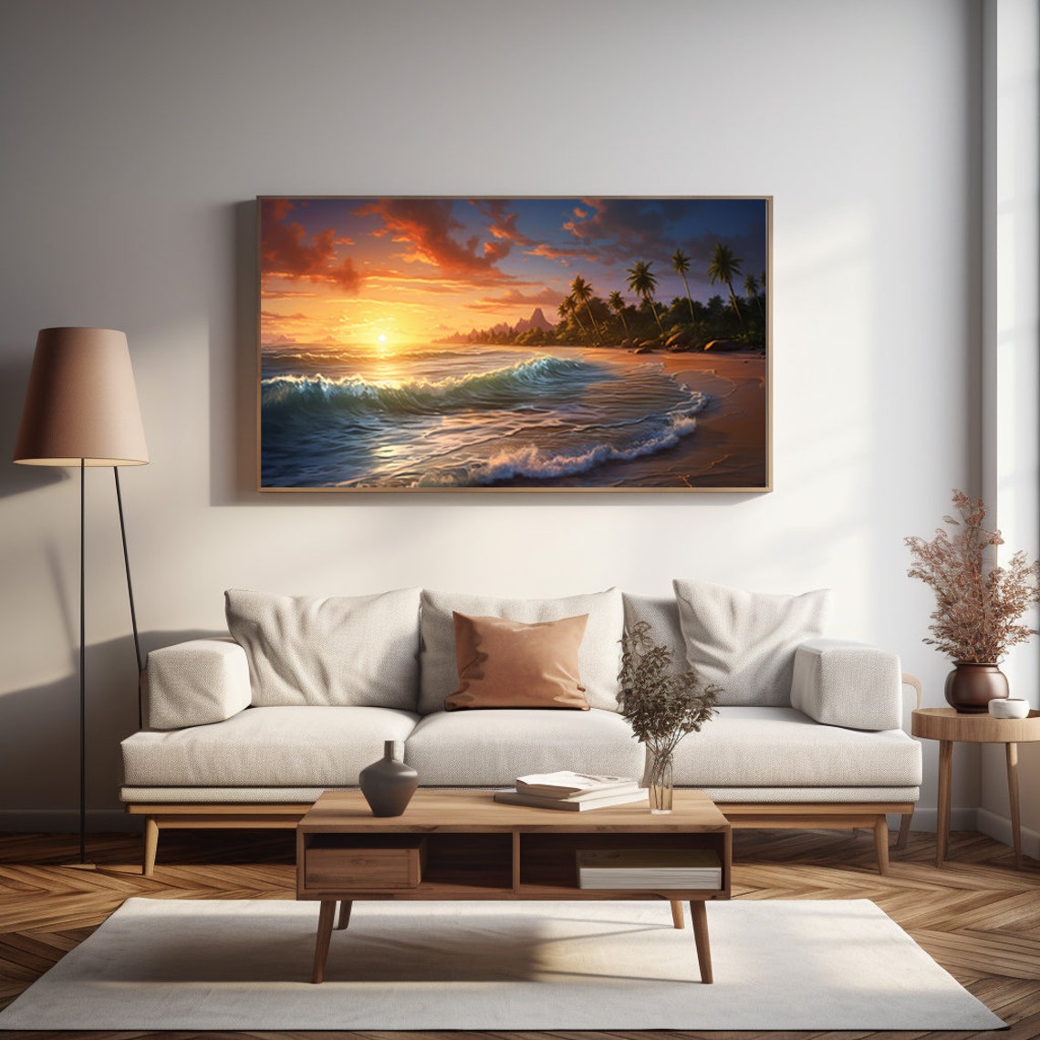 Tropical Beach Sunset Digital Samsung Frame Tv Art Art for Tv Frame TV ...