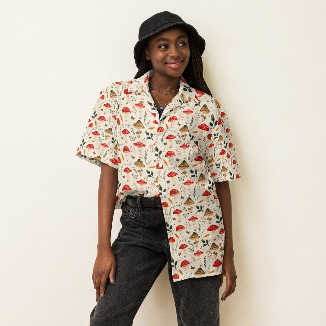Toadstool and Hidden Frog Unisex Button Shirt, Find the Hidden Frogs ...