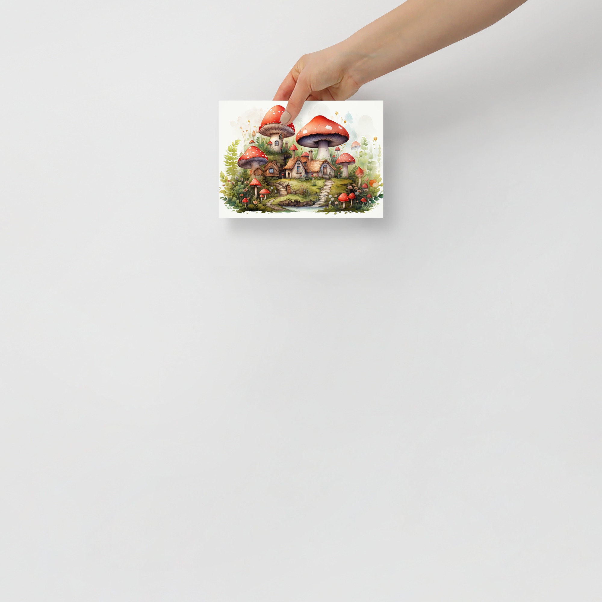 Toadstool Village Poster, Physical Print, Storybook Watercolor Print ...