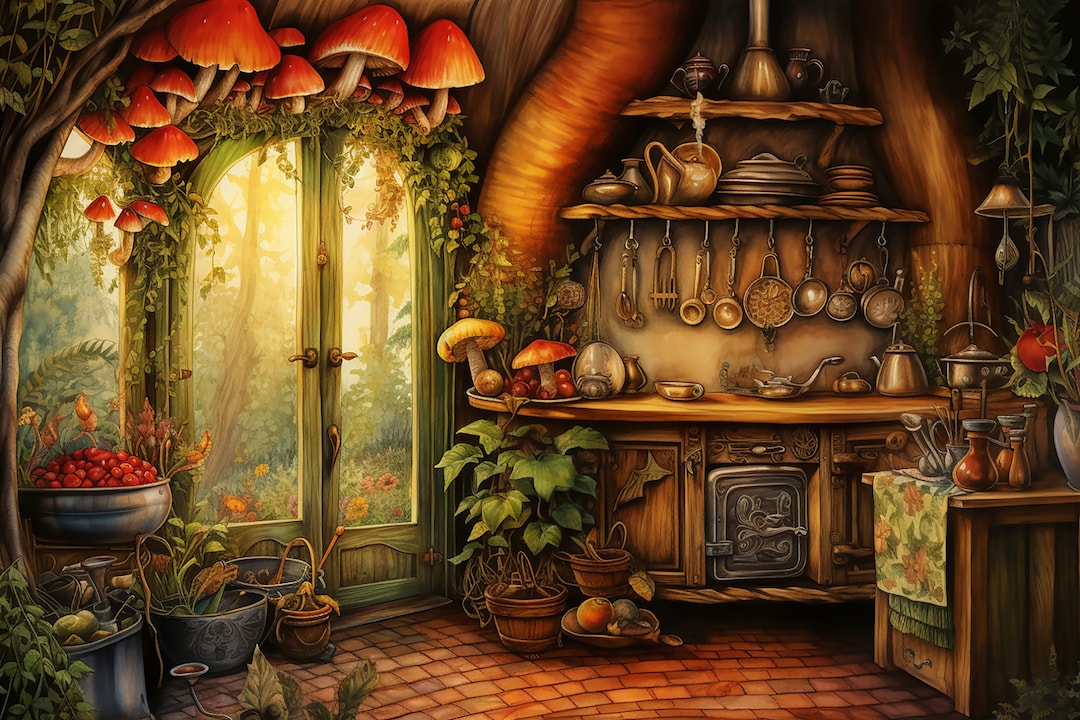 Toadstool Kitchen Art Print: Cozy Fairy Tale Cottagecore Decor - Etsy