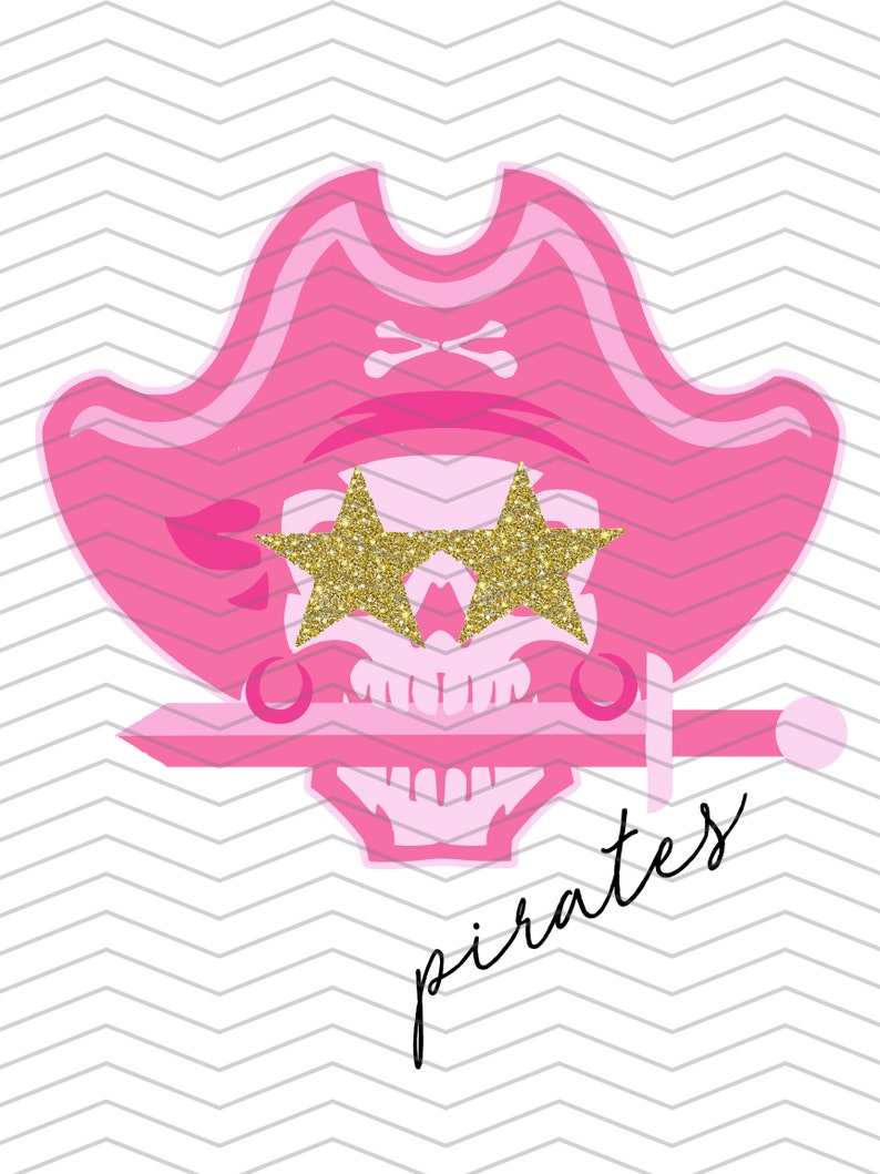 Preppy PIRATE MASCOT Png, Pdf, & Svg PINK Bougie Gold Glitter Star Eyes ...
