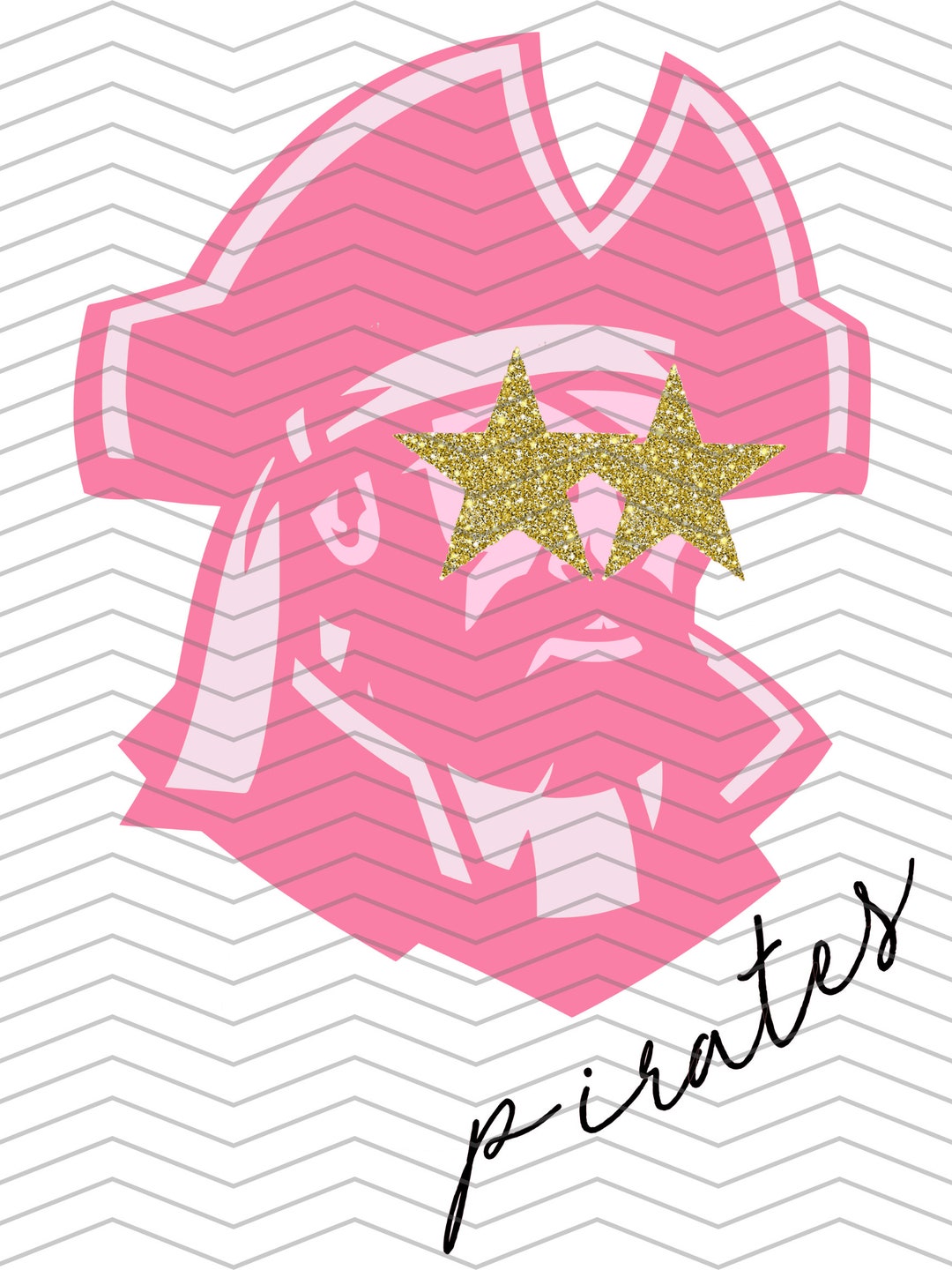 Preppy PIRATE MASCOT Png, Pdf, & Svg PINK Bougie Gold Glitter Star Eyes ...