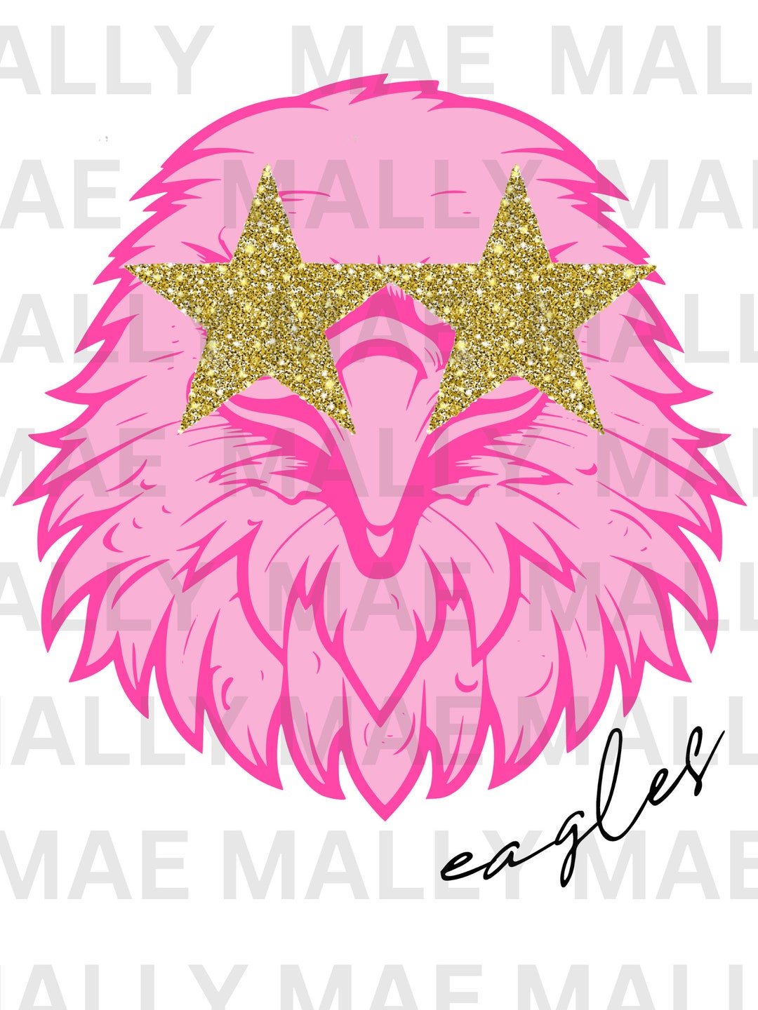 Preppy EAGLE MASCOT Png, Pdf, & Svg PINK Bougie Gold Glitter Star Eyes ...