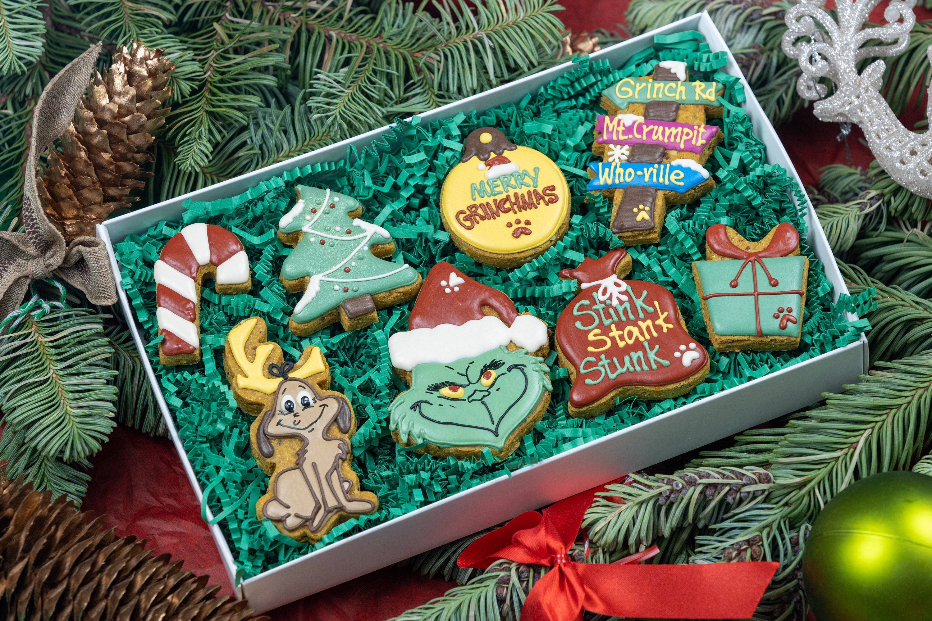 Christmas Grinch Dog Treats, Dog Stocking Stuffer, Puppy Care Package ...