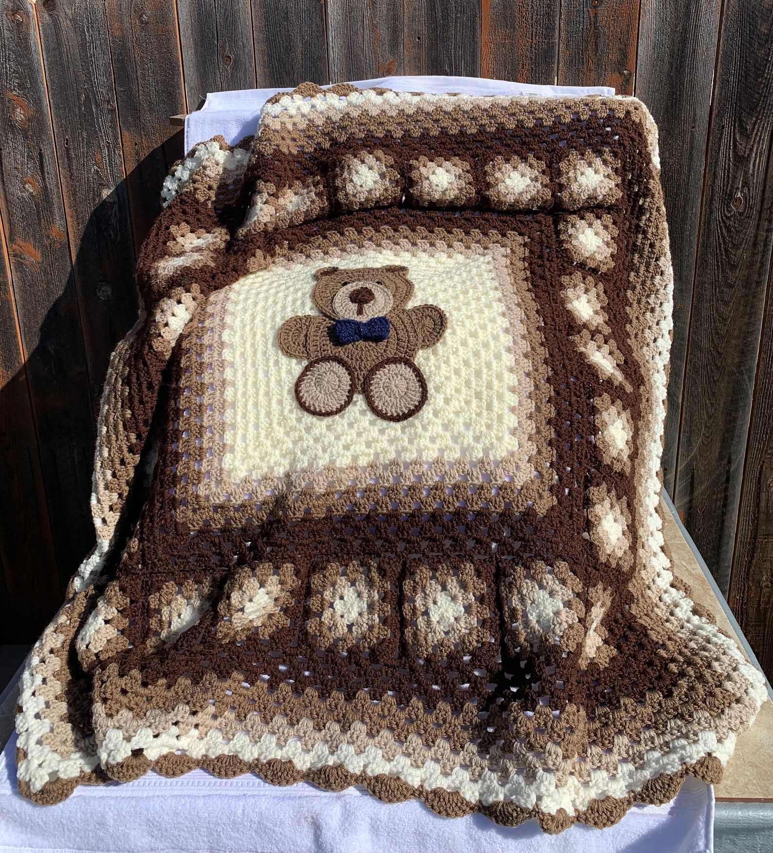 Crochet Teddy Bear Blanket, Handmade Baby Bear Blanket, Crochet Baby ...