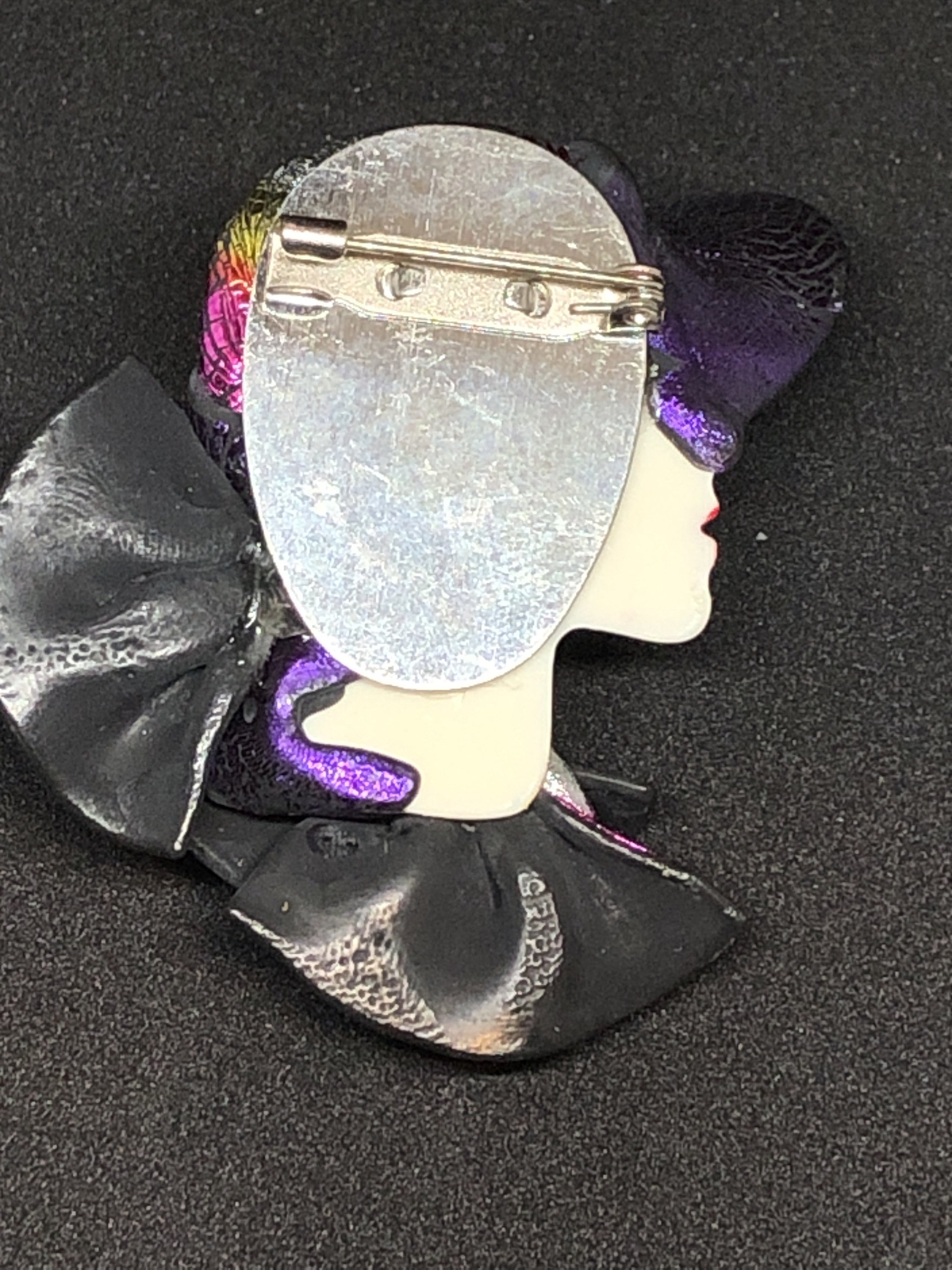 Vintage Painted Lady Brooch/ Pin, 80s Jewelry, Iridescent, Retro ...