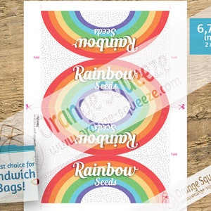 Rainbow Seeds Instant Download Treat Bag Tags, Rainbow Seeds, Topper ...