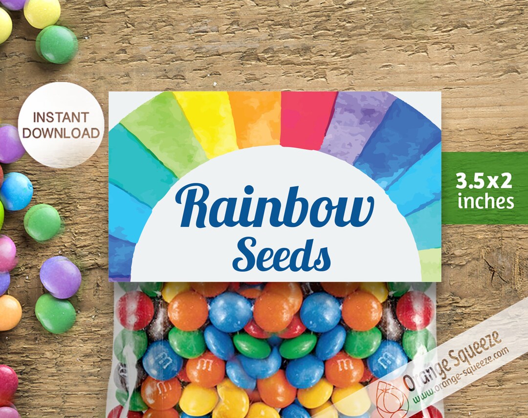 Rainbow Seeds Instant Download Treat Bag Tags, Rainbow Seeds, Topper ...