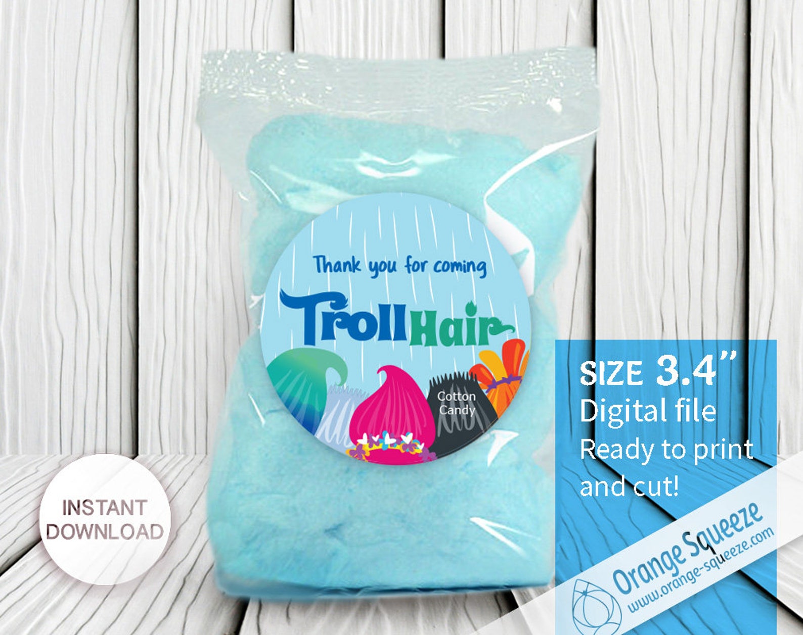 INSTANT DOWNLOAD, Trolls Cotton Candy Label, Stickers, Trolls Hair ...