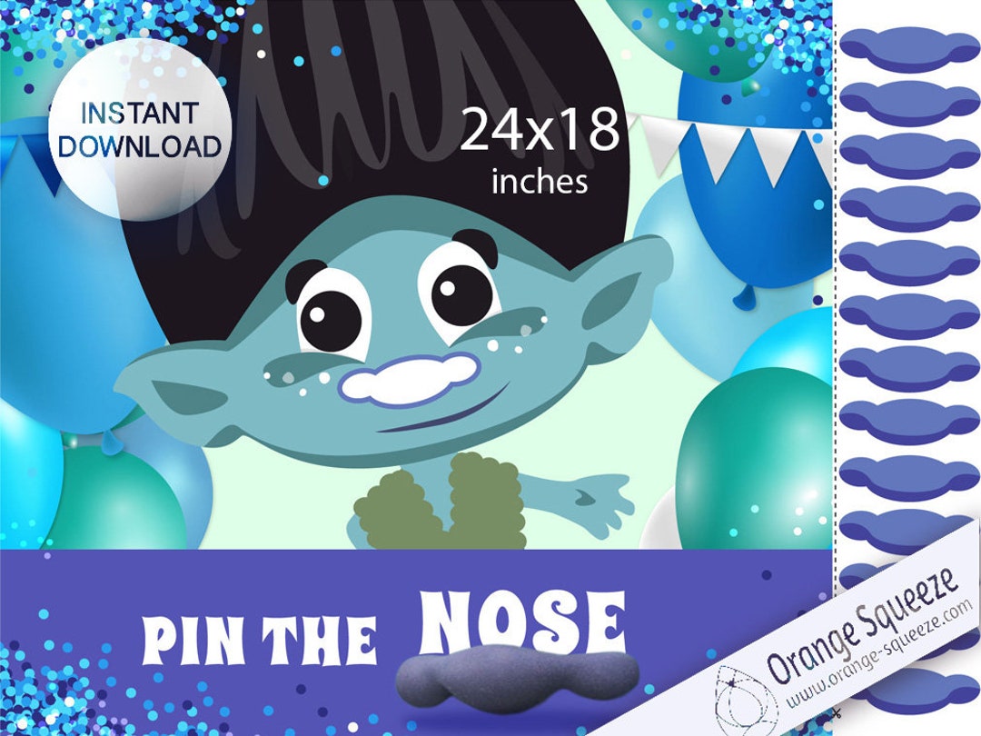 INSTANT DOWNLOAD Pin the Nose on the Troll - Birthday, Pin the Tail ...