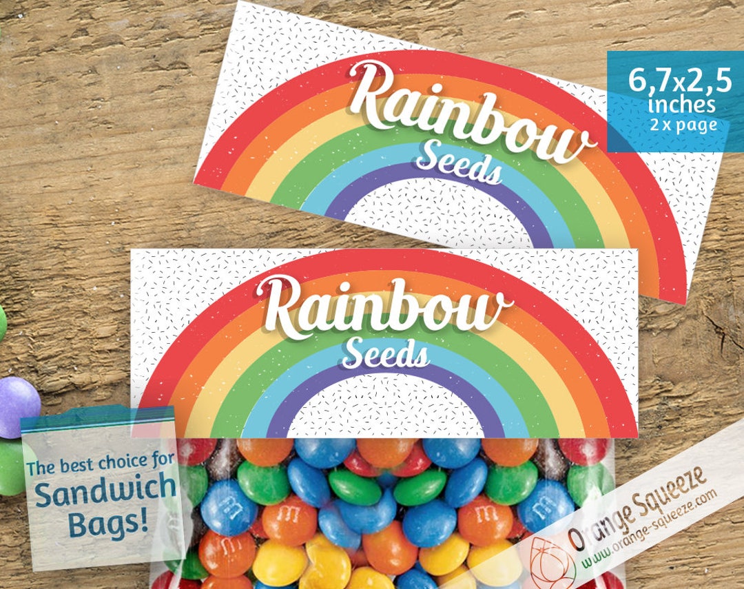 Rainbow Seeds Instant Download Treat Bag Tags, Rainbow Seeds, Topper ...
