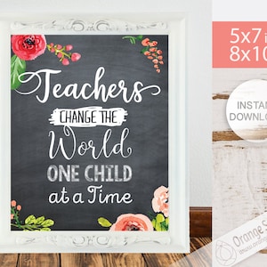 Teacher Appreciation Quote Art Print | Floral Chalkboard Design ...