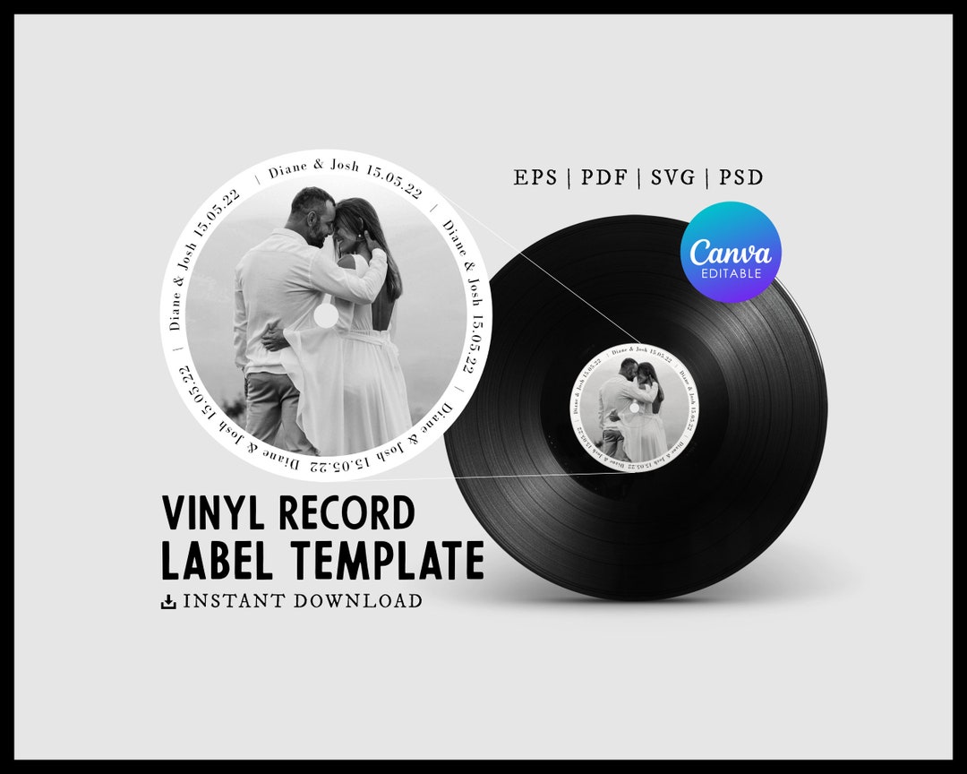 Customizable Vinyl Record Label Template for Wedding Record - Etsy