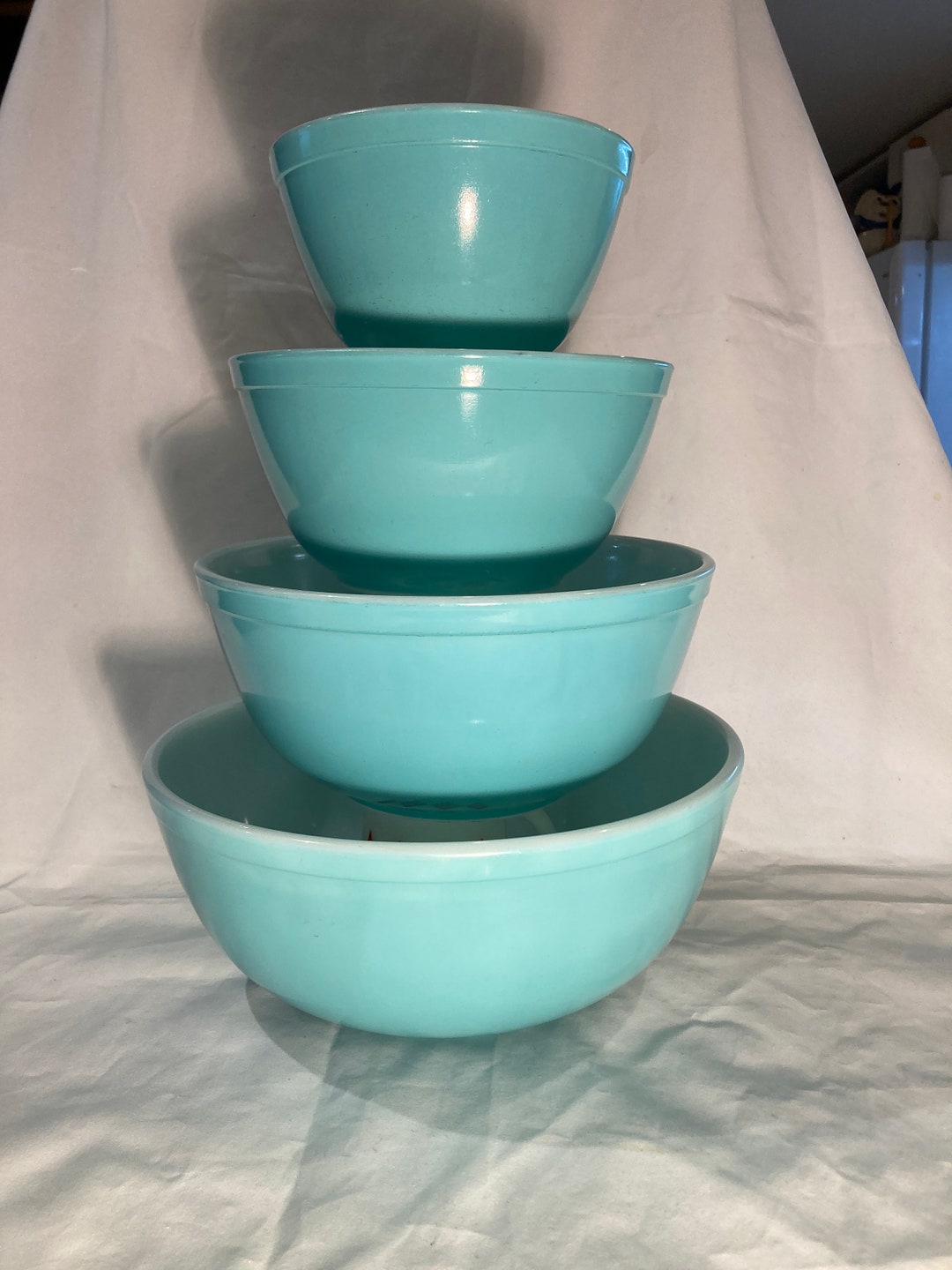 Complete Set of 4 Pyrex Turquoise Mixing Bowls - Etsy