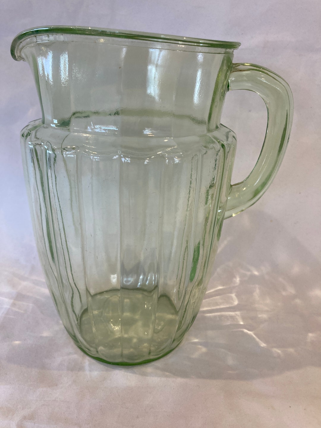 Nice Hocking Pillar Optic /log Cabin 60 Ounce Green Uranium Depression ...