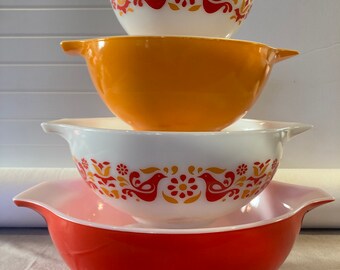 Vintage PYREX Friendship Pattern CINDERELLA Nesting Mixing Bowls ...