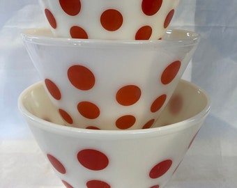 Fire King Black Dots Set of 3 Bowls - Etsy