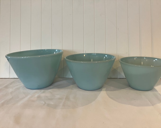 Set of 3 Fire King Turquoise Blue Splash Proof Mixing Bowls - Etsy