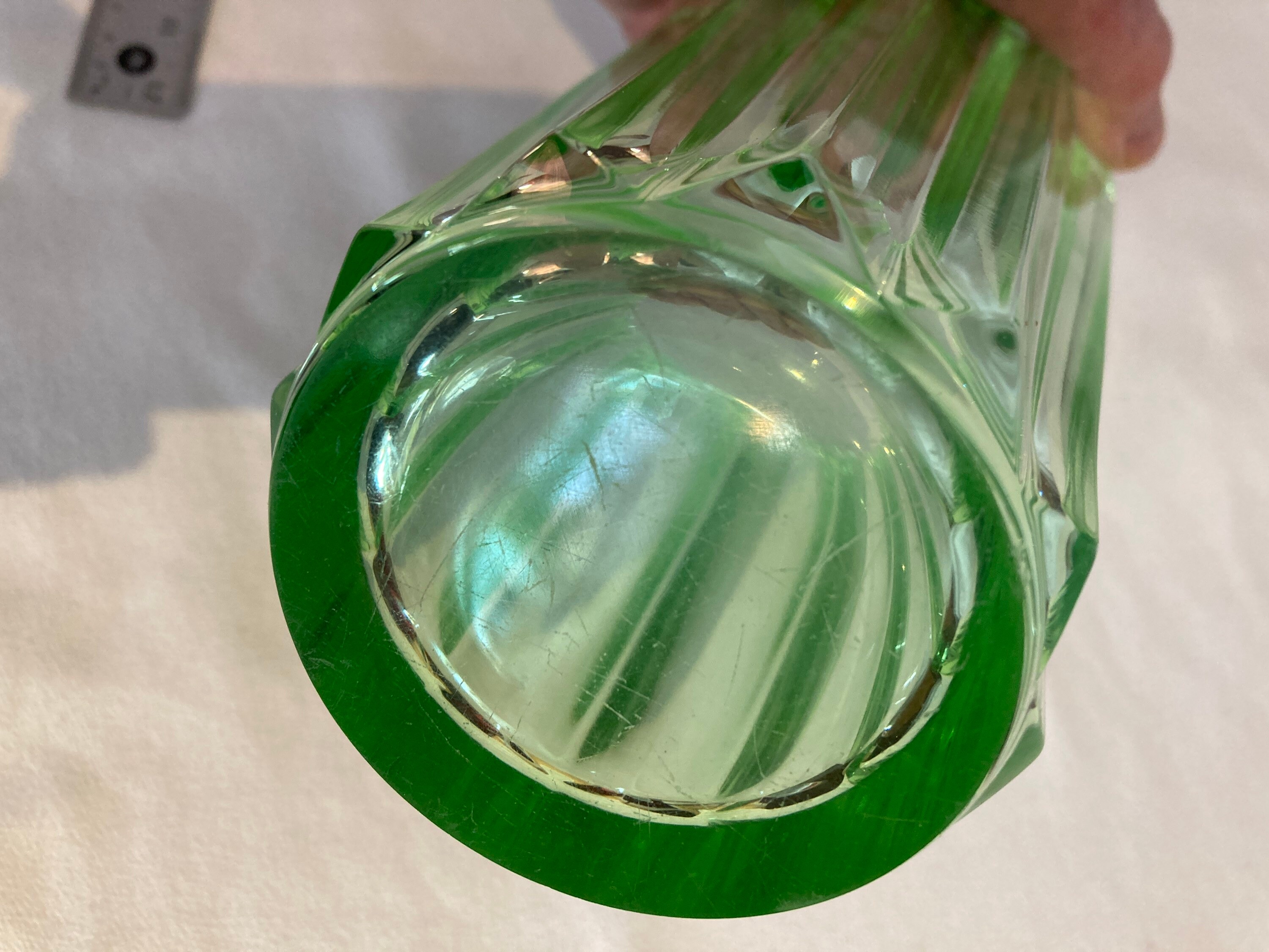 Art Deco Green Uranium Glass Unmarked HEAVY Vase - Etsy